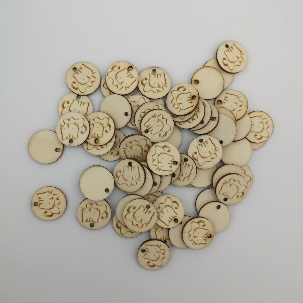 Round cat wooden pendant, set of 5 | Sir Mittens